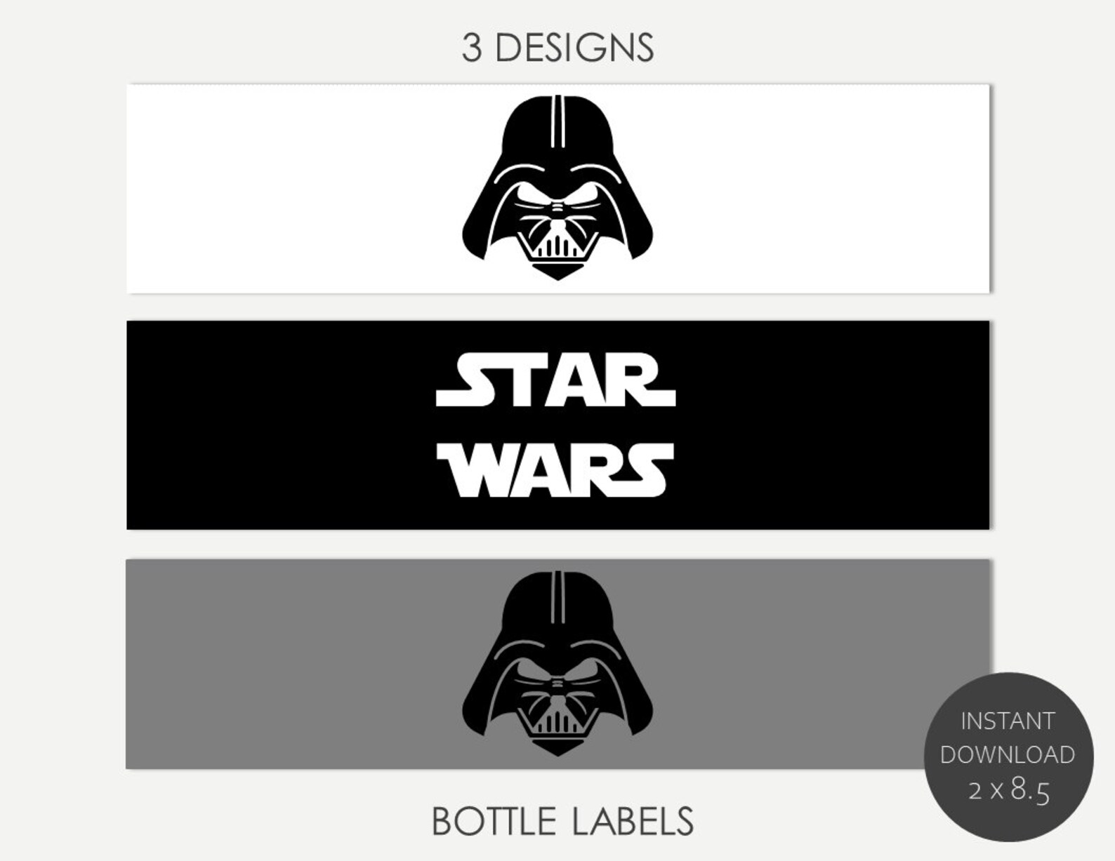 Darth Vader Water Labels, Star Wars Drink Labels, Printable Birthday ...