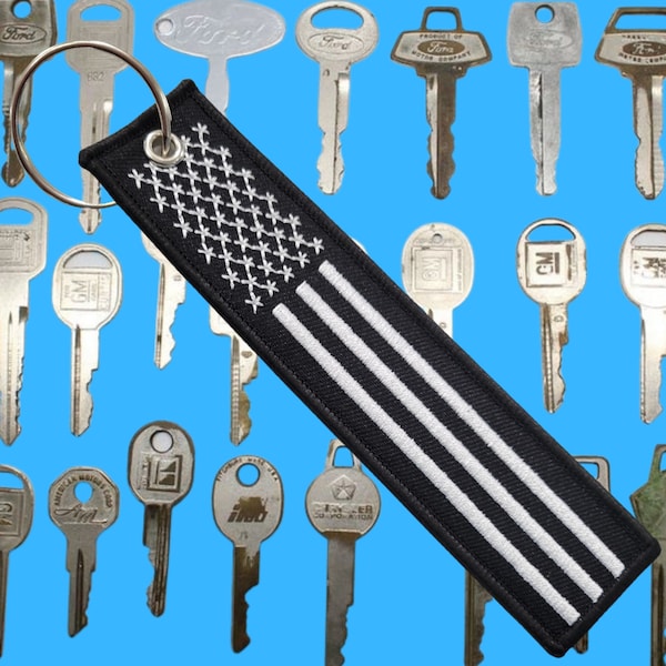 Black and White American Flag Keychain - Etsy