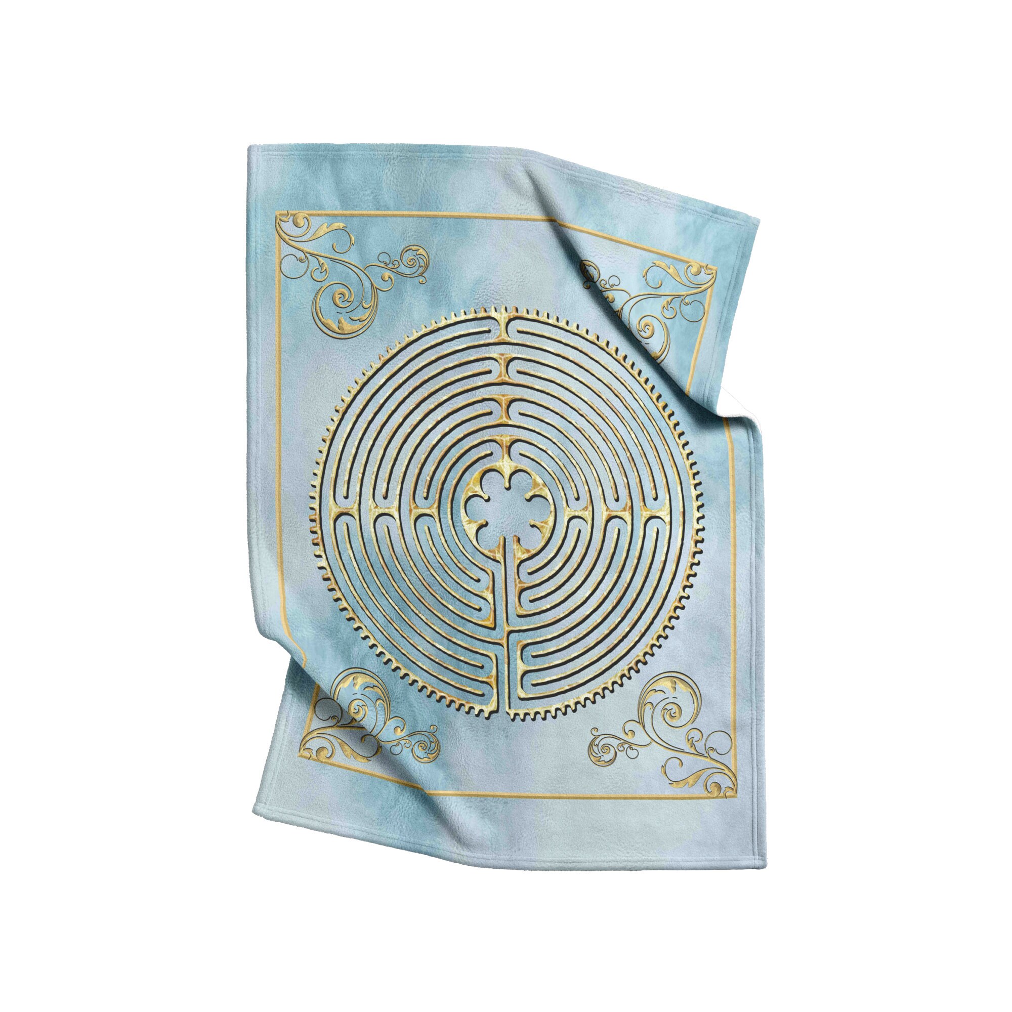 Chartres Cathedral Labyrinth Light Blue Texture Fleece Blanket - Etsy