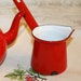 Red Enamel Milk Jug, White Inside, Country Home Decor, Gift for Her ...