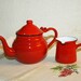 Red Enamel Milk Jug, White Inside, Country Home Decor, Gift for Her ...