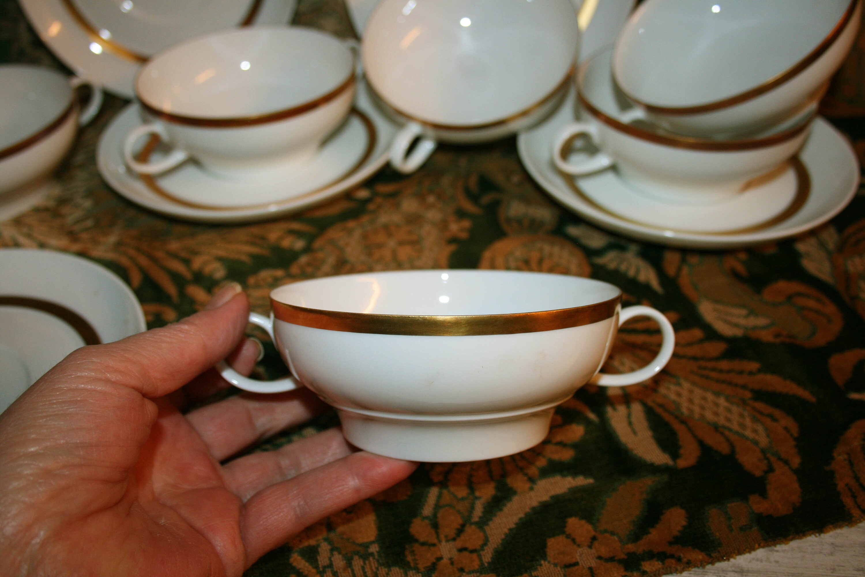 Vintage Thomas Rosenthal Bouillon Soup Cups, Beautiful White Porcelain ...