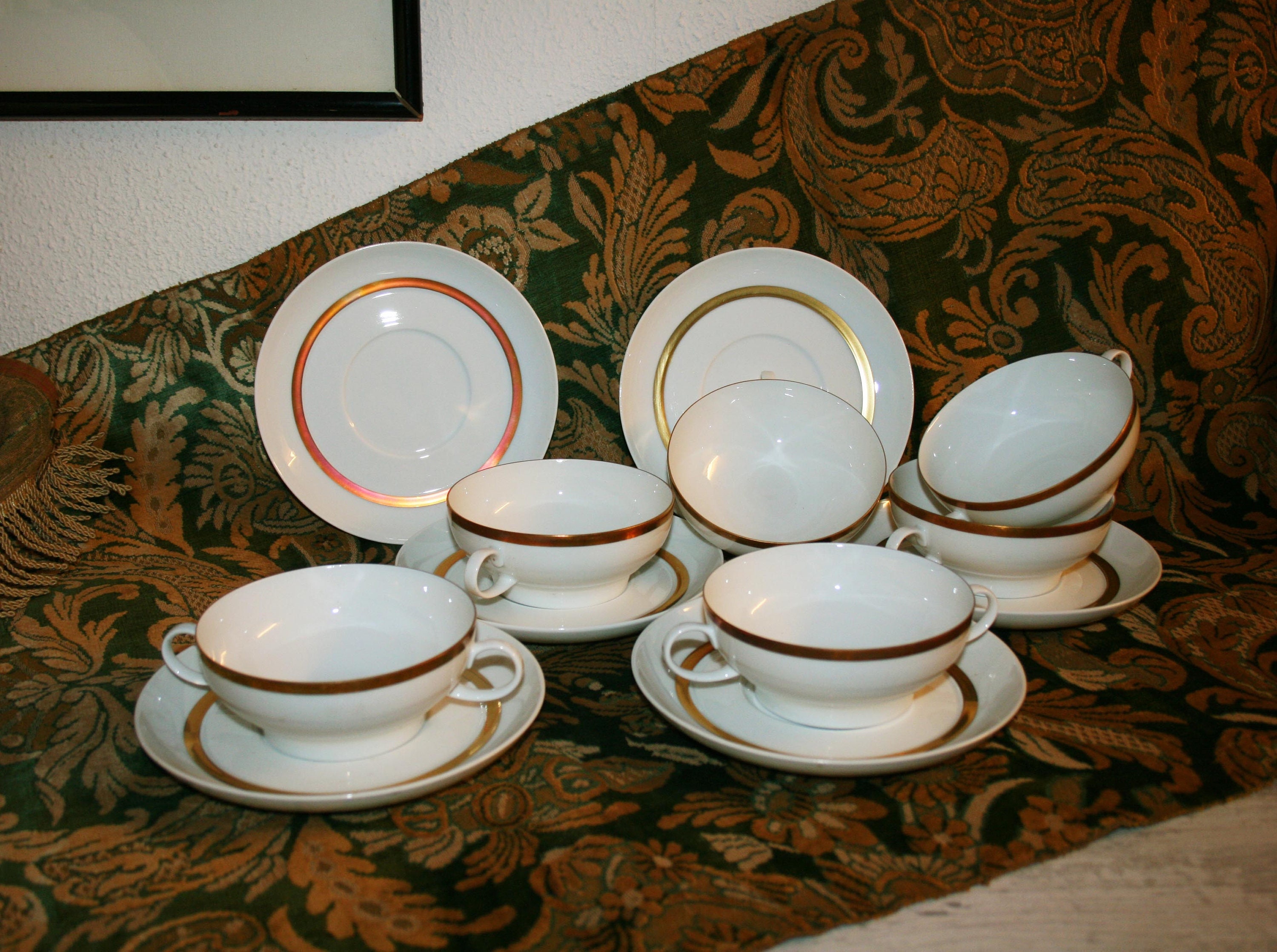 Vintage Thomas Rosenthal Bouillon Soup Cups, Beautiful White Porcelain ...