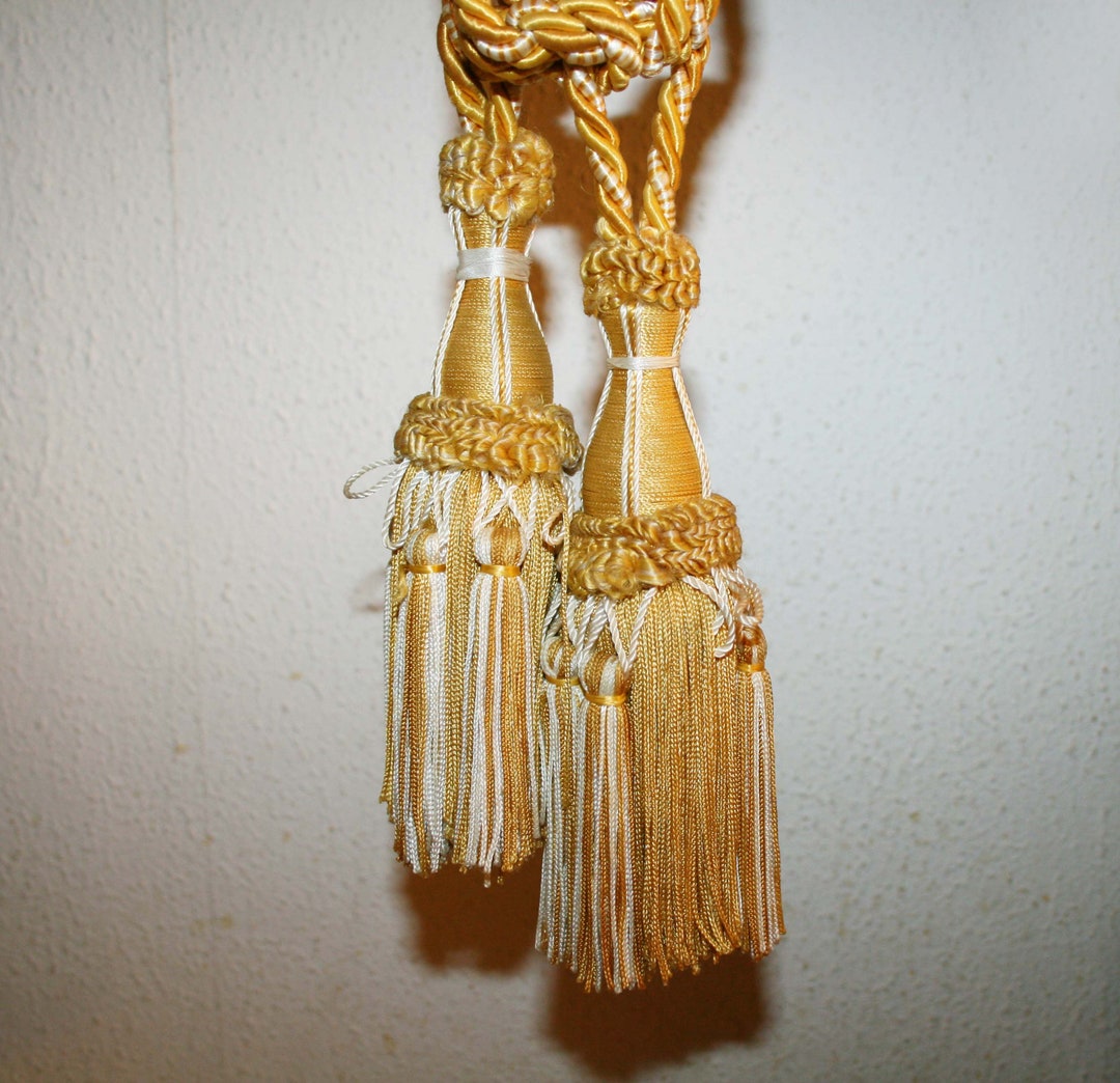 Vintage Tiebacks, Large Embrasse Mix Color Gold/antique Ivory 2 Tassels ...