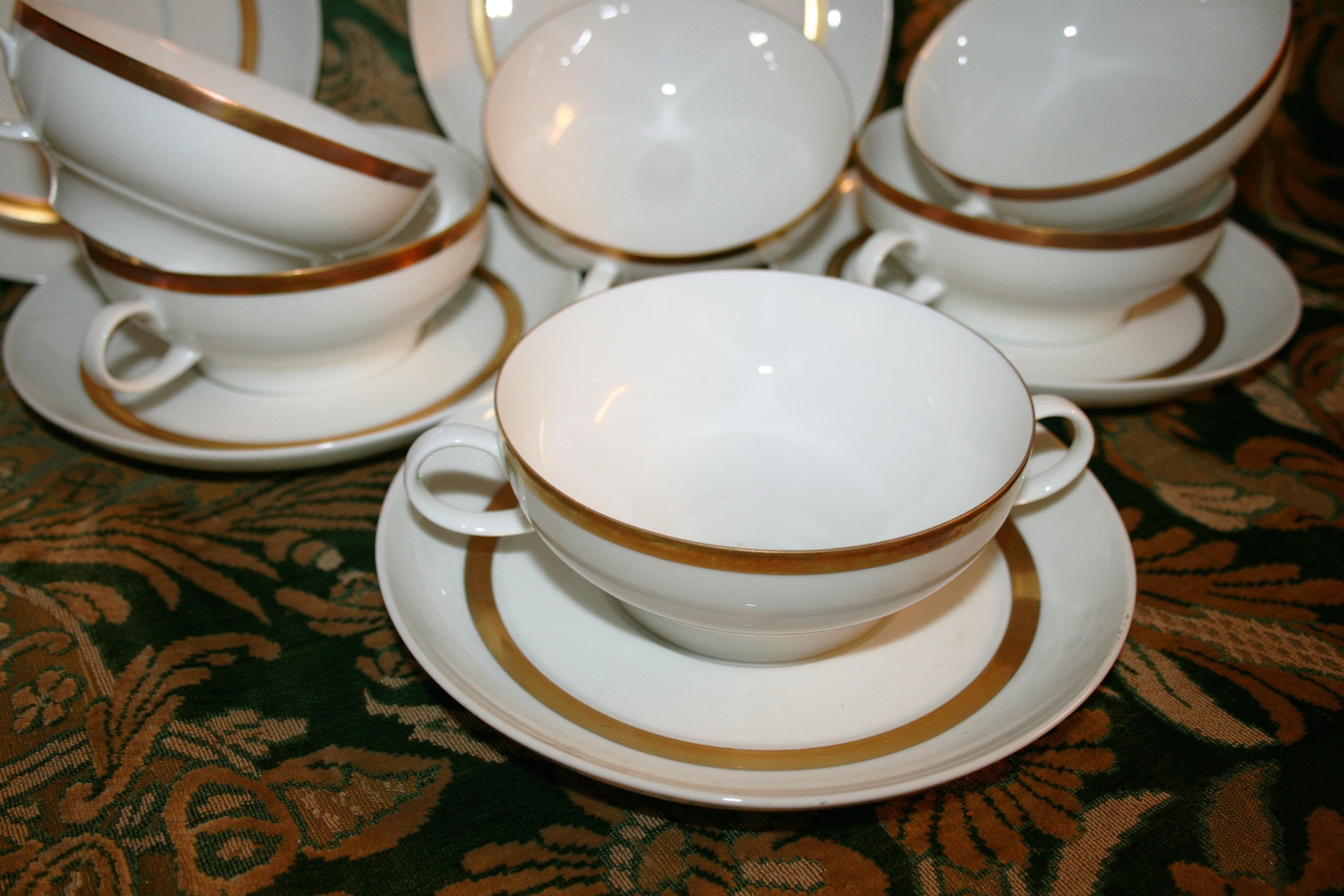 Vintage Thomas Rosenthal Bouillon Soup Cups, Beautiful White Porcelain ...