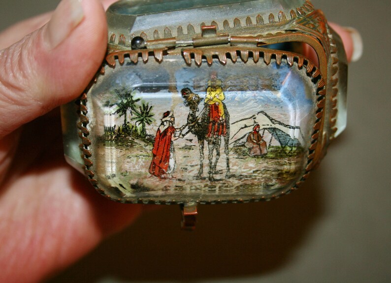 Ancient Golden Metal Box - Glass on 5 Sides Souvenir Object -casket ...