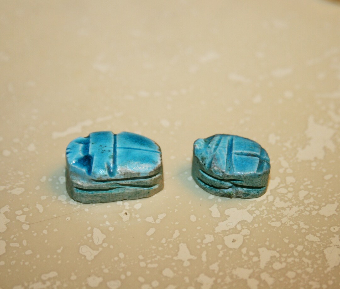 Precious Scarabs - Natural Stone, Carved - Vintage Beads - Gift for Her ...