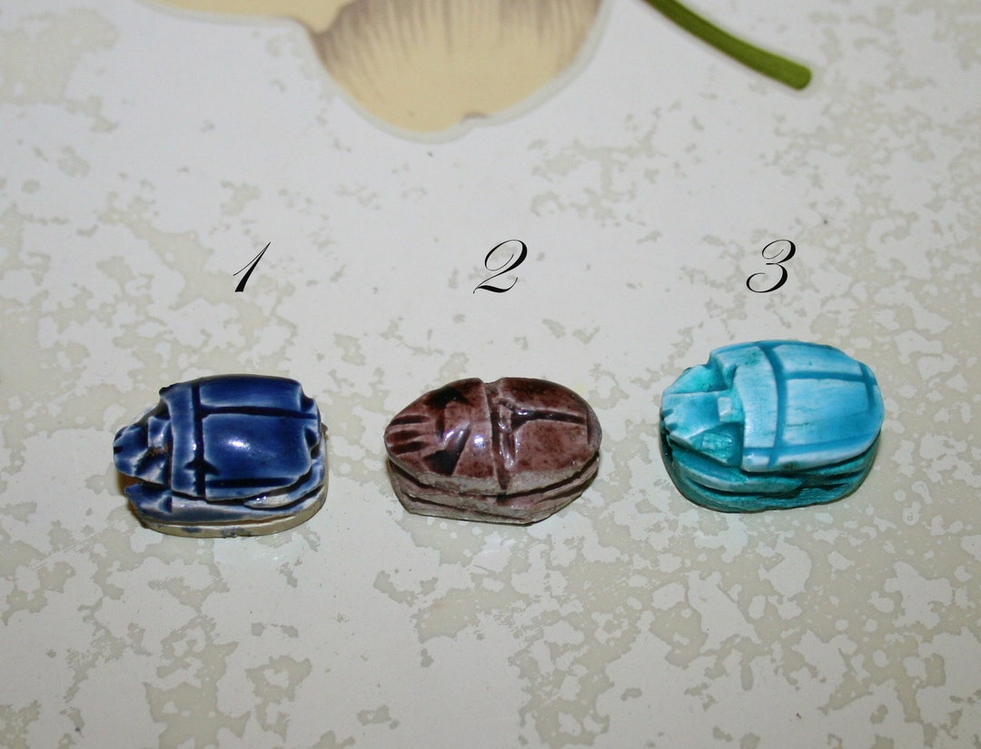 Precious Scarabs - Natural Stone Carved - Vintage Beads - Gift for Her ...