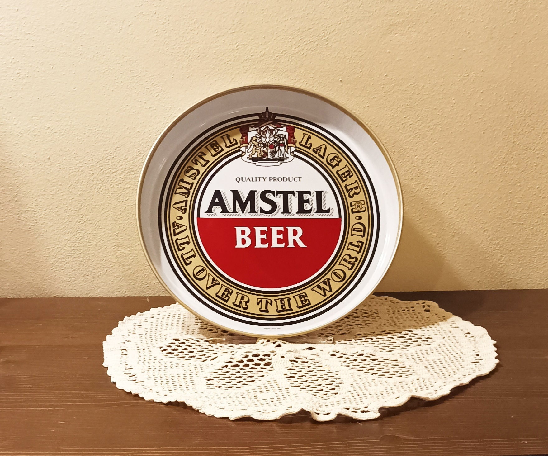 RARE! AMSTEL BEER Round Tray- Beer Advertising Round Metal Tray ...