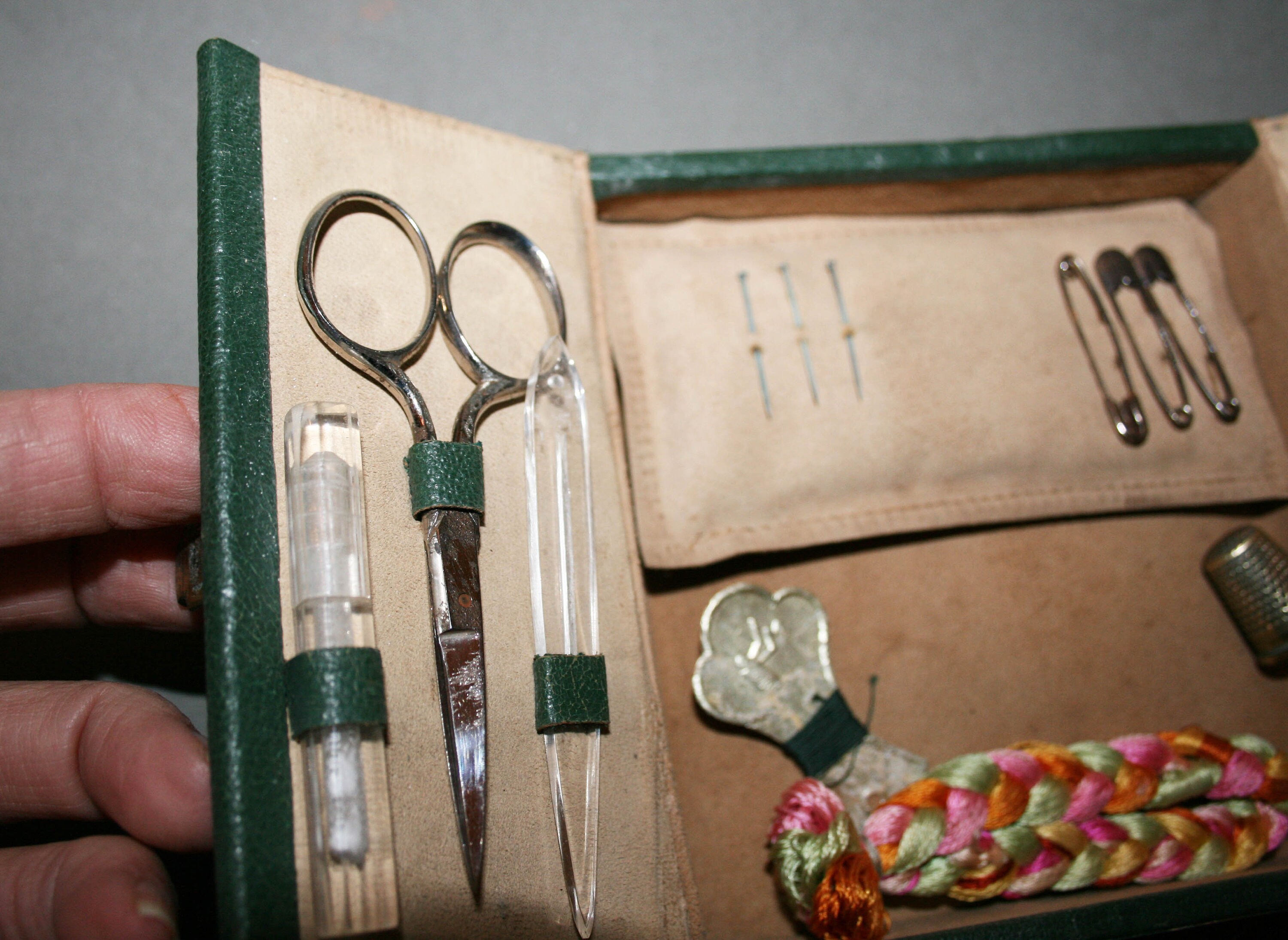 Vintage Sewing Kit, Portable Sewing Case, Leather Sewing Box, Made in ...