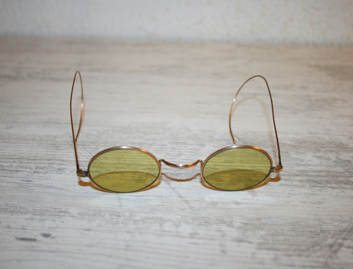 Antique Glasses, Round Lens Glasses, Gold Wire Frame Glasses, Vintage ...
