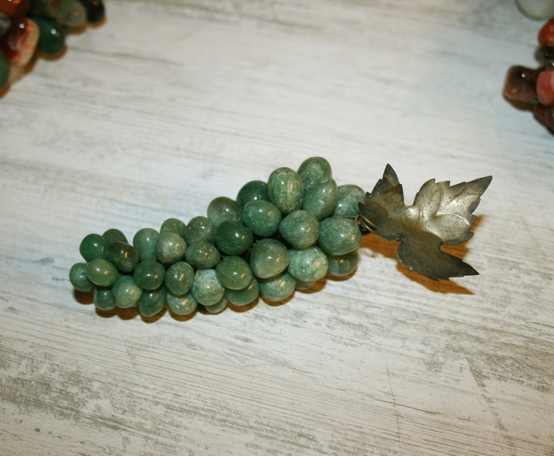 Green Stone Grape Cluster, Mid Century Gem Polished Stone Grape, Grapes ...