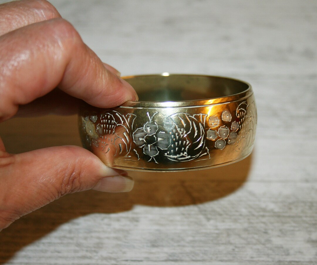 Rigid Brass Bracelet to the Slave Vintage Cuff Gold Wide Band Bracelet ...