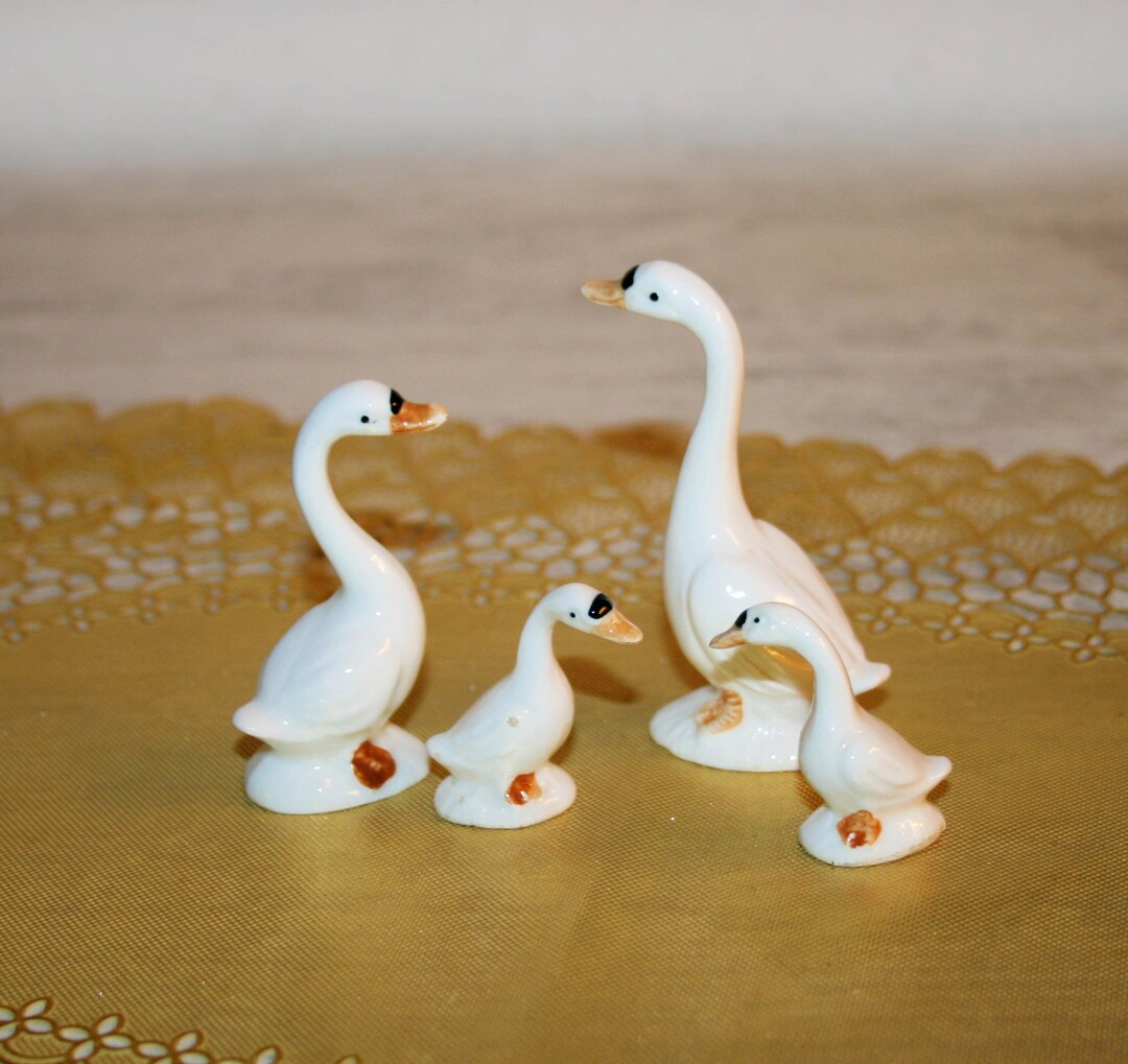So Cute! Miniature Geese Family -hand Painted "bone China" Porcelain ...