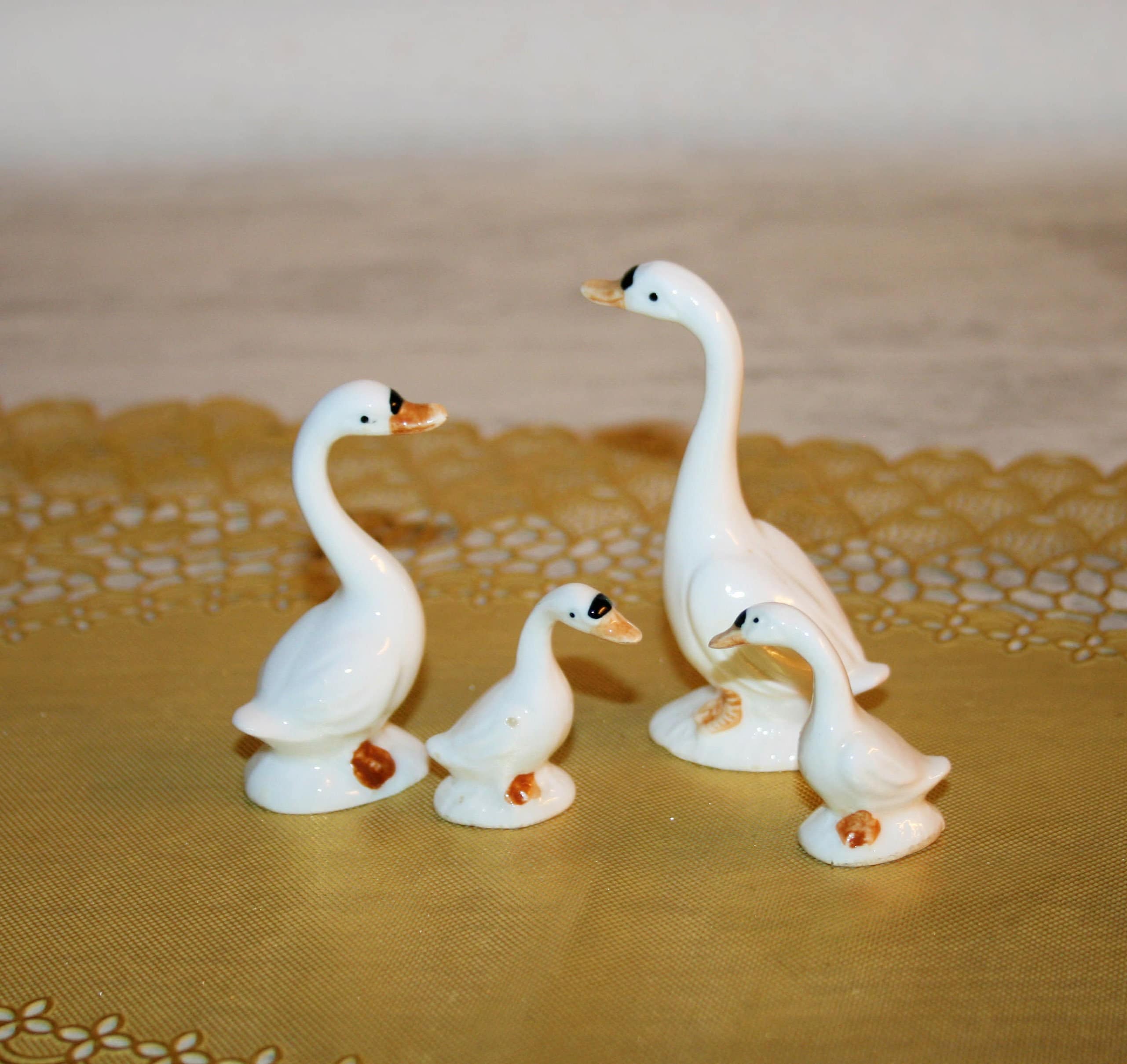 So Cute! Miniature Geese Family -hand Painted "bone China" Porcelain ...