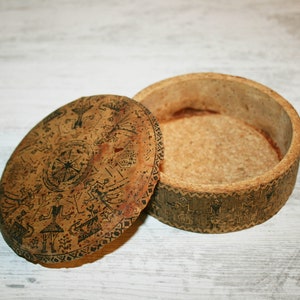 Cork Storage Box With Lid, Small Cork Box, Vintage 70s Container ...
