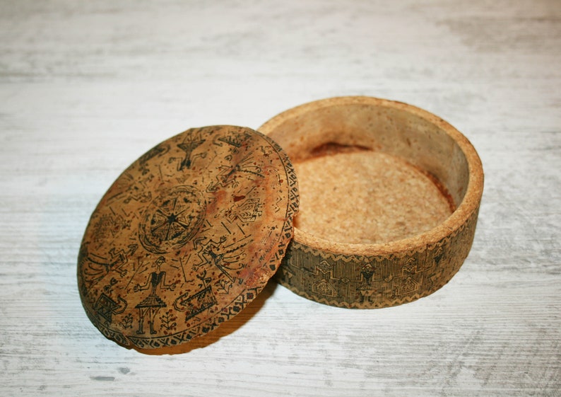 Cork Storage Box With Lid, Small Cork Box, Vintage 70s Container ...