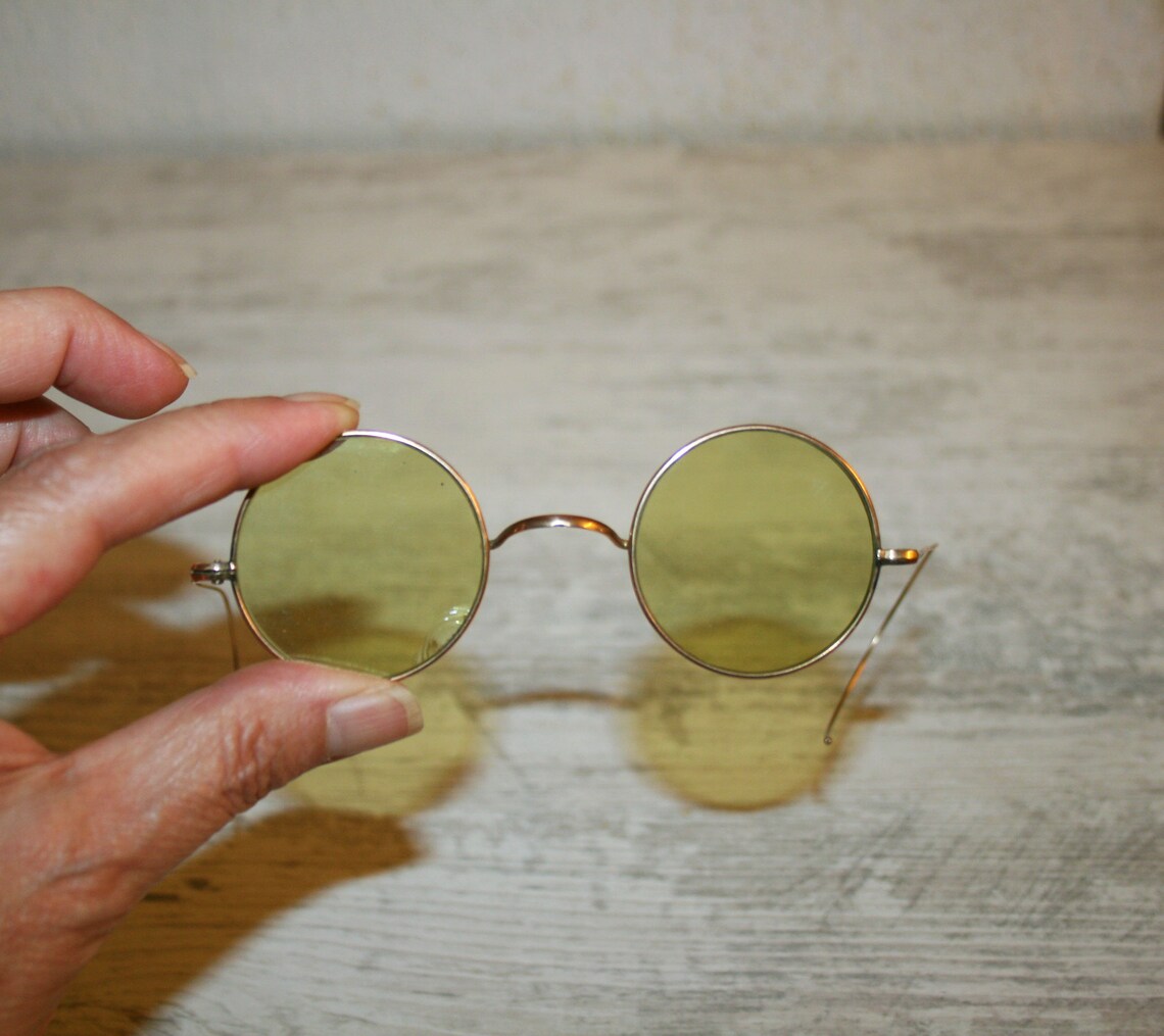 Antique Glasses, Round Lens Glasses, Gold Wire Frame Glasses, Vintage ...