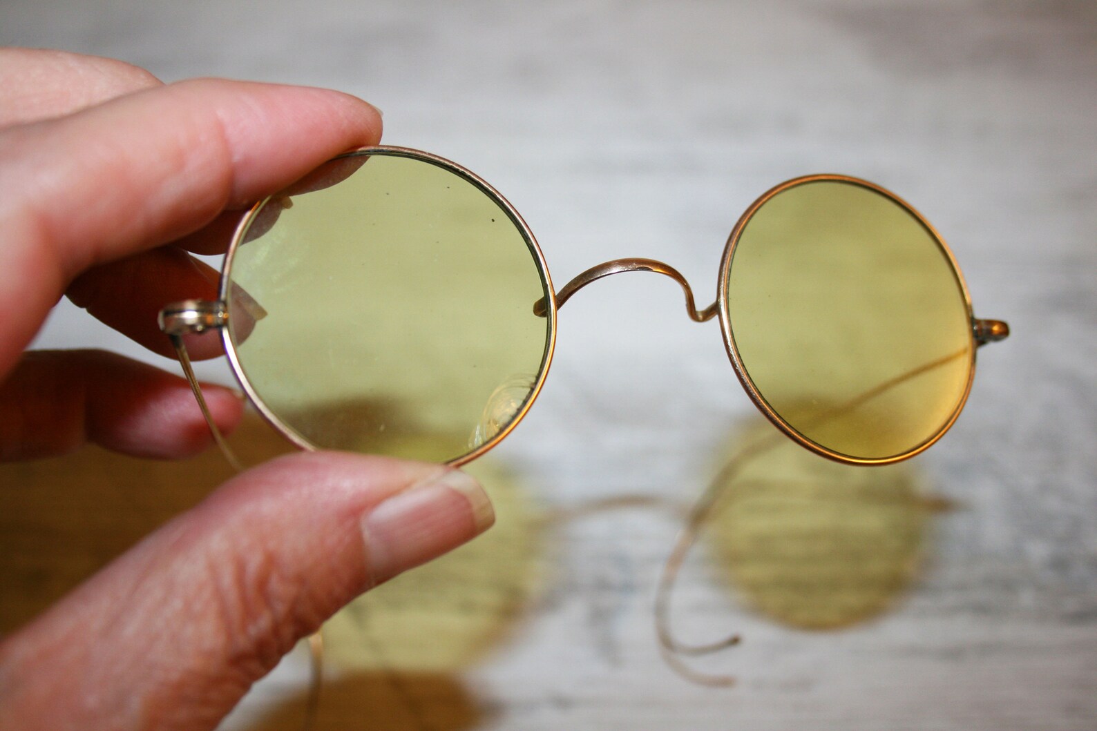 Antique Glasses, Round Lens Glasses, Gold Wire Frame Glasses, Vintage ...