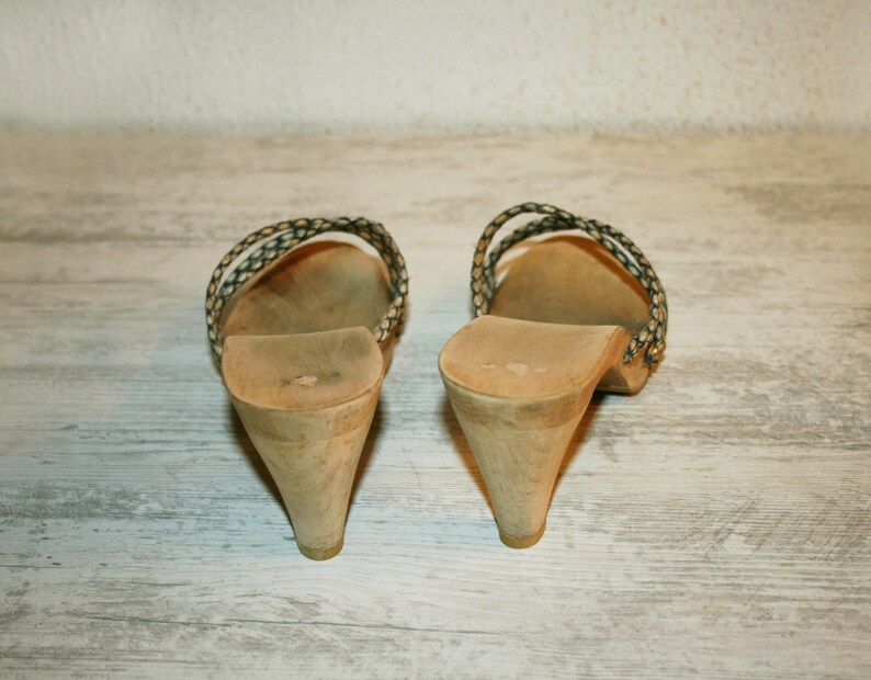 Handmade Clogs in Natural Wood With High Heel - Vintage Italian 80s ...