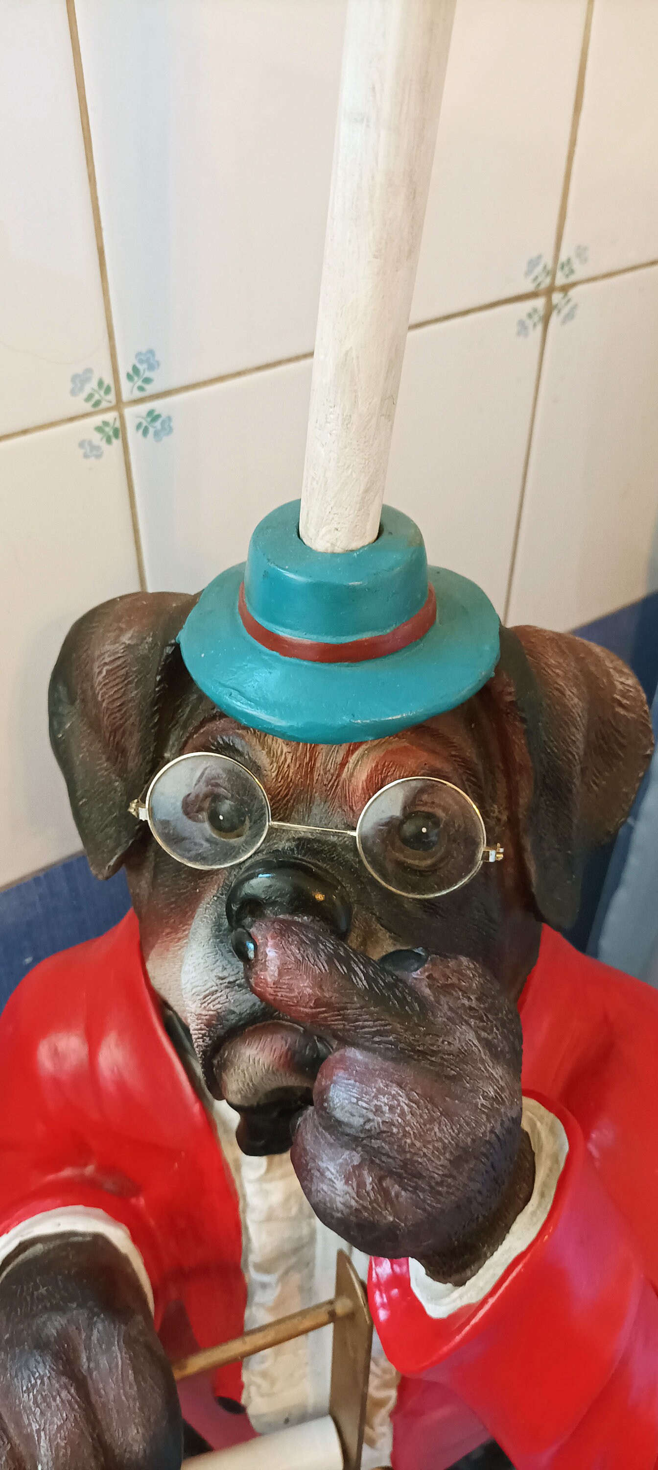 Cute Boxer Dog Butler Toilet Paper Holder Toilet Roll Holder resin ...