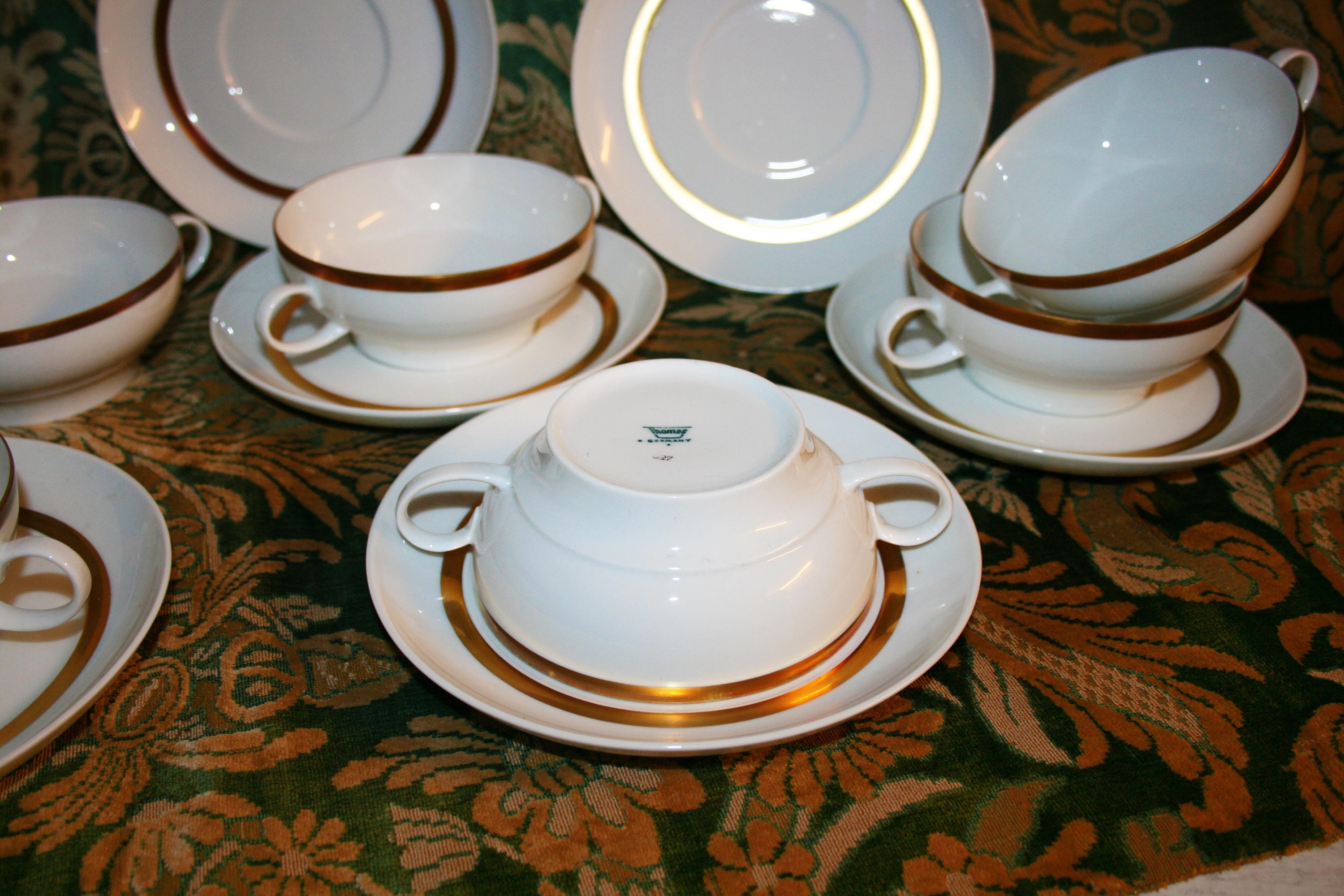 Vintage Thomas Rosenthal Bouillon Soup Cups, Beautiful White Porcelain ...