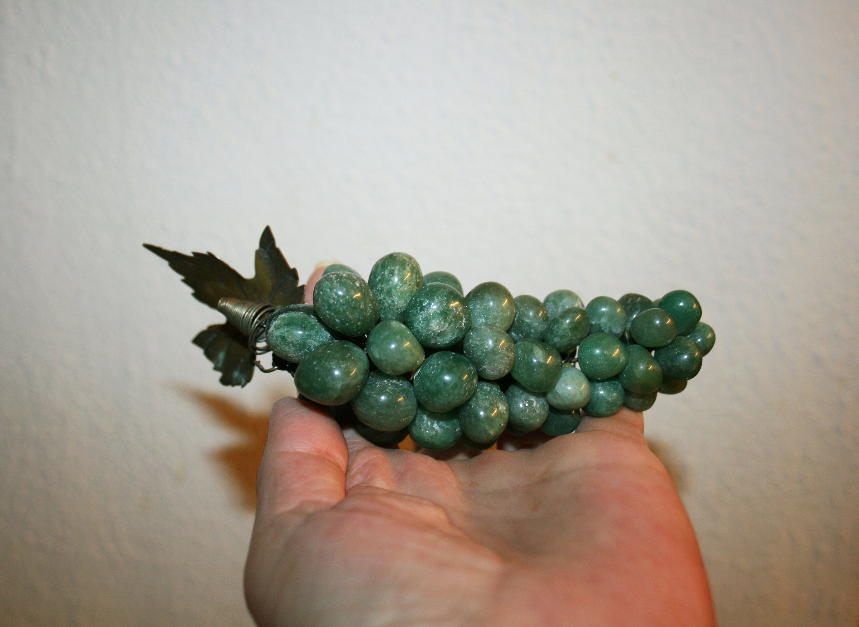 Green Stone Grape Cluster, Mid Century Gem Polished Stone Grape, Grapes ...