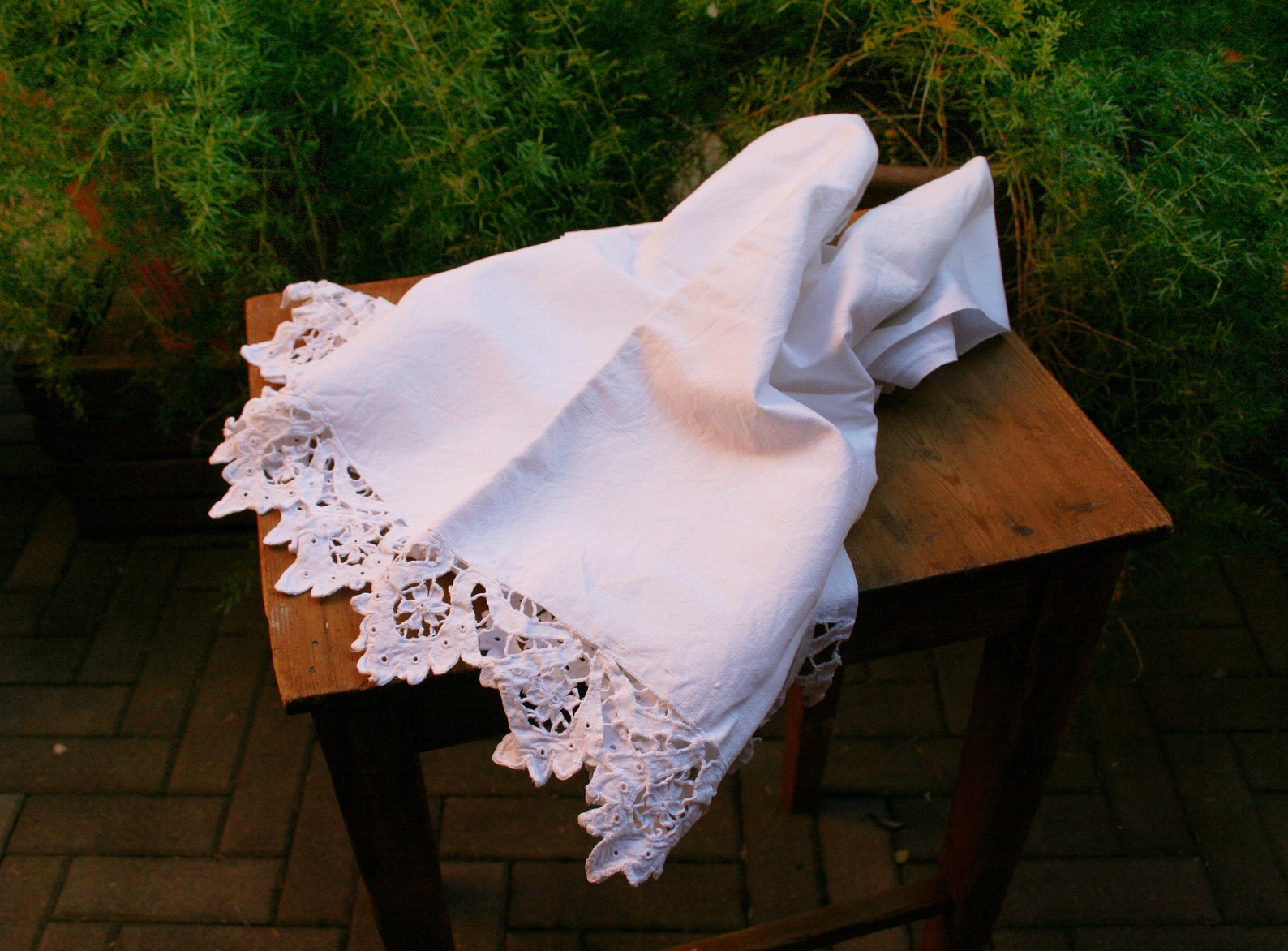 Rare Antique White Towel in Pure Linen With Embroidered Fabric Edge ...