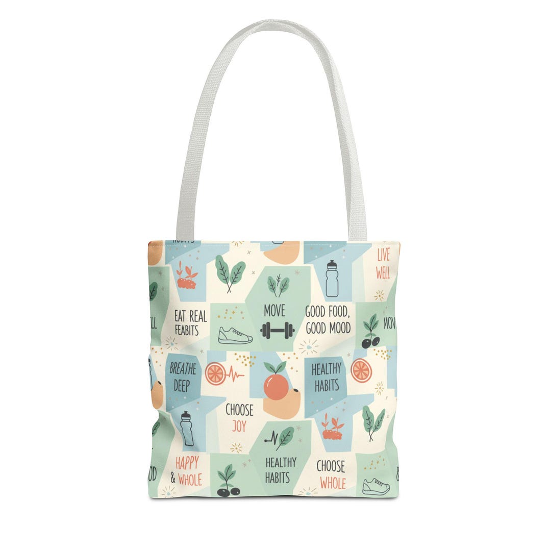 Healthy Lifestyle Tote Bag, Motivational Tote, Reusable Shopping Bag ...