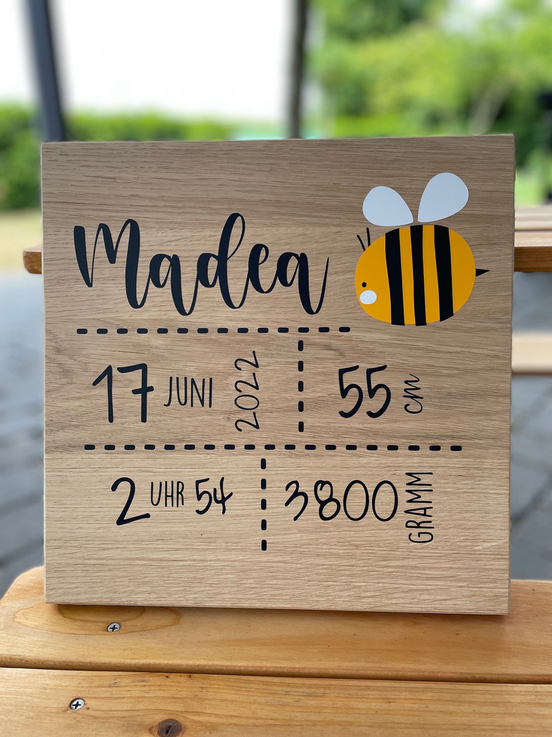 Personalized Wooden Board for Birth Bee / Birth Announcement / Birth ...