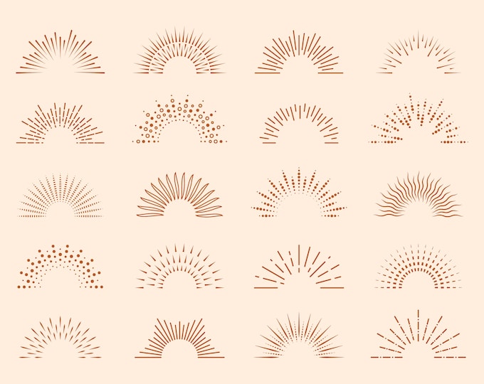 Sunburst Ray SVG, Abstract Vector Sun Design. Sunrays Boho Style Svg ...