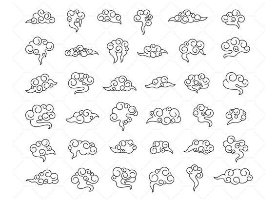 Asian Clouds SVG Abstract Oriental Clouds Vector Design. EPS | Etsy