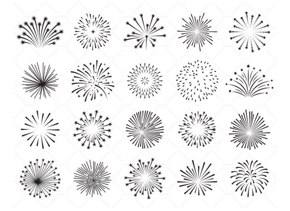Firework SVG Vector Fireworks. Rays Abstract Vector Stencil | Etsy