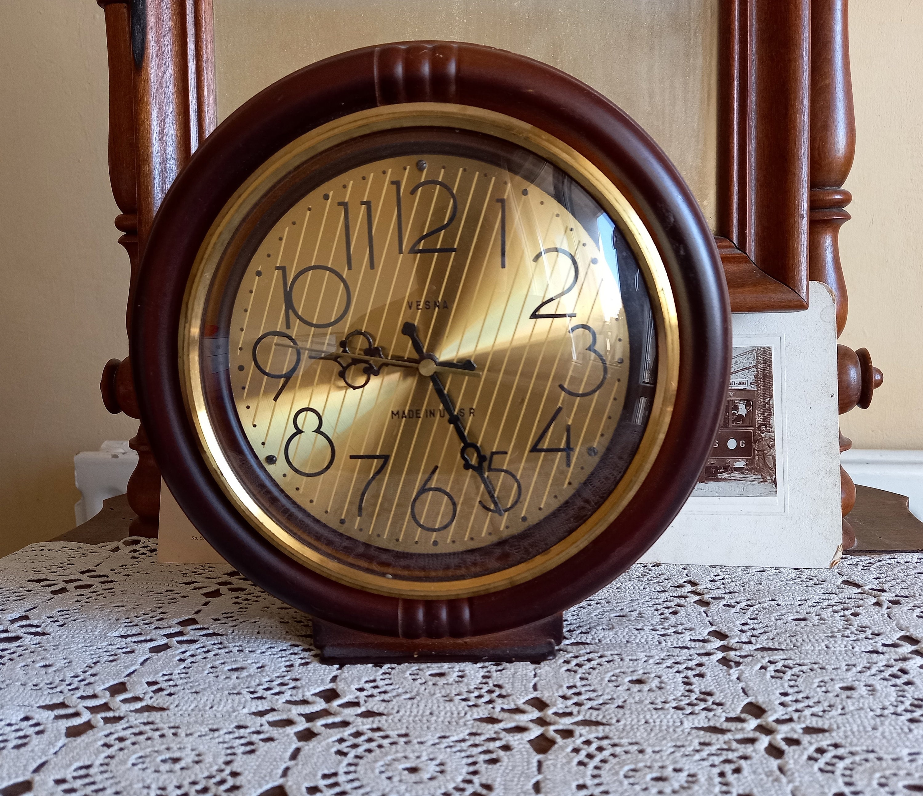 Vintage Desk Clock, Mantel Shelf Clock, VESNA Clock, Electromechanical ...