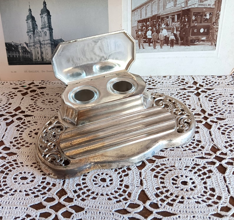 Antique Inkwell, Vintage Ink Pot, Vintage Inkwell, Vintage Ink Stand ...