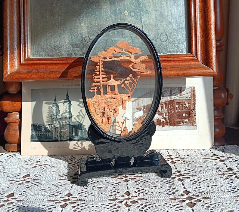 Vintage Hand Carved Cork Diorama, Chinese Sculpture - Etsy