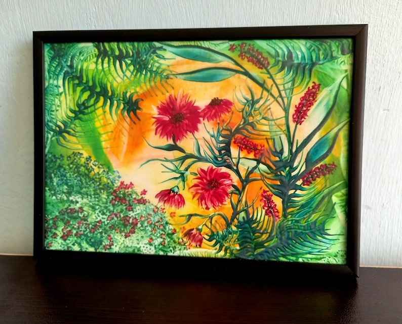 Original Encaustic Floral Painting, Framed Home Decor (8.26/5.9in) - Etsy
