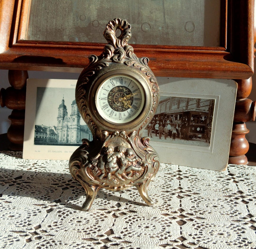 Vintage Desk Clock, Mantel Clock, Shelf Clock, Baroque Style, Italy ...