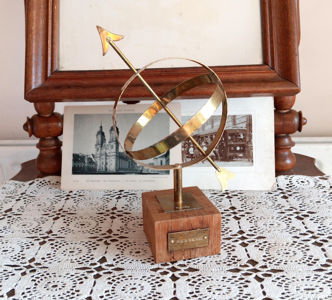 Vintage Sundial, Desk Sundial, Brass, Wood, Sweden, Home Decoration - Etsy