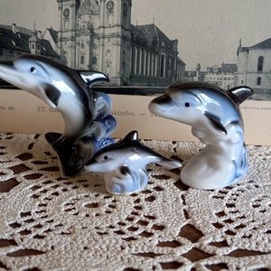 Vintage Porcelain, Dolphins, Set Figurines, Porcelain Figurine, Taiwan ...