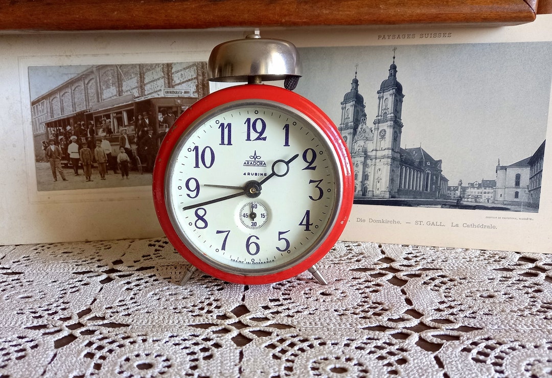 Vintage Alarm Clock/ Aradora/ Mechanical Clock/ Wind up Clock/ Romania ...