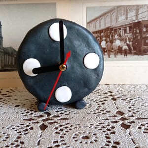 Desk Clock, Art Clock, Vintage Style, Polymeric Clay Clock, Handmade ...