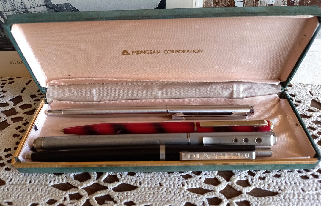 Vintage Set, 4 Ballpoint Pen, Box, South Korea - Etsy
