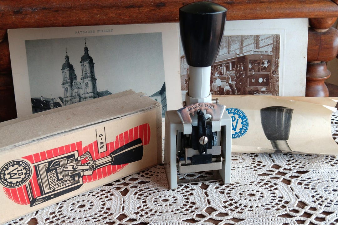 Vintage Seal, Numbering Date, Vintage Stamp, Ink Seal Roller, Germany ...