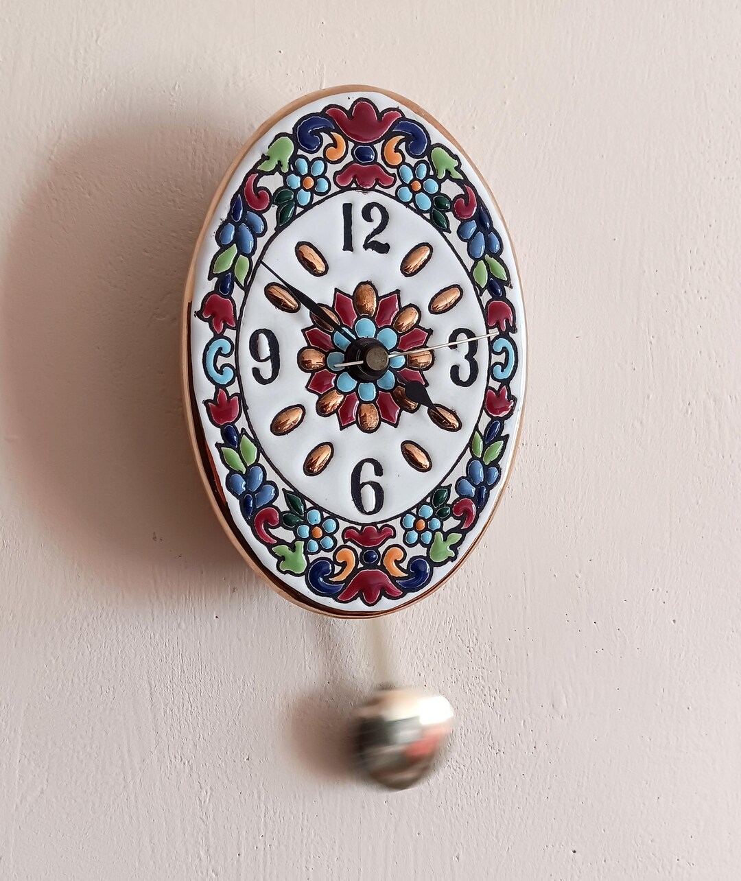 Wall Clock, Art Clock, Porcelain Clock, Pendulum, Kitchen Decoration - Etsy
