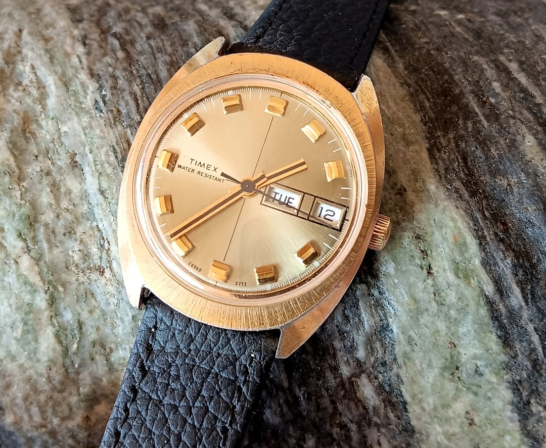 Vintage Watch, TIMEX, Men's Wristwatch, AU, Gold Plated Watch ...