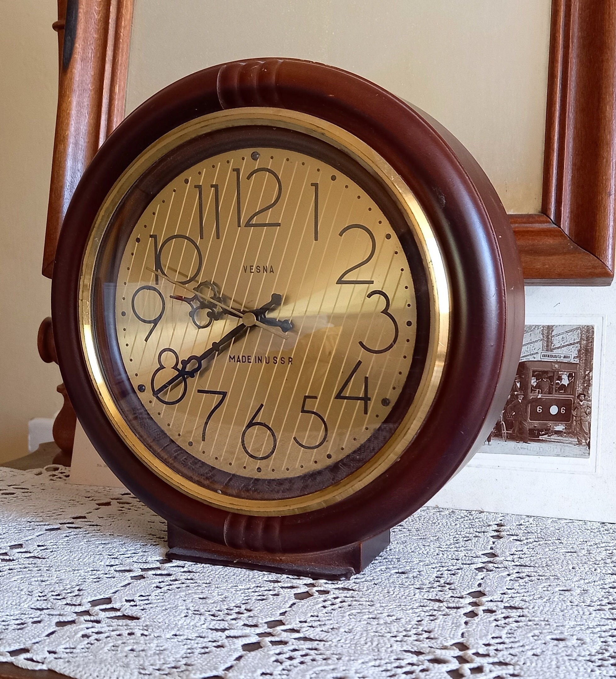 Vintage Desk Clock, Mantel Shelf Clock, VESNA Clock, Electromechanical ...