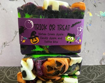 Trick or Treat Handcrafted Soap, Glycerin Soap, Halloween Soap Bar ...