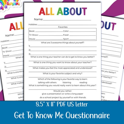 All About Me Template - Etsy