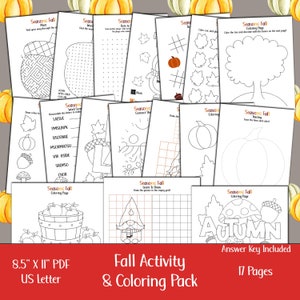 Fall Coloring and Activity Pack for Kids Autumn Printable - Etsy